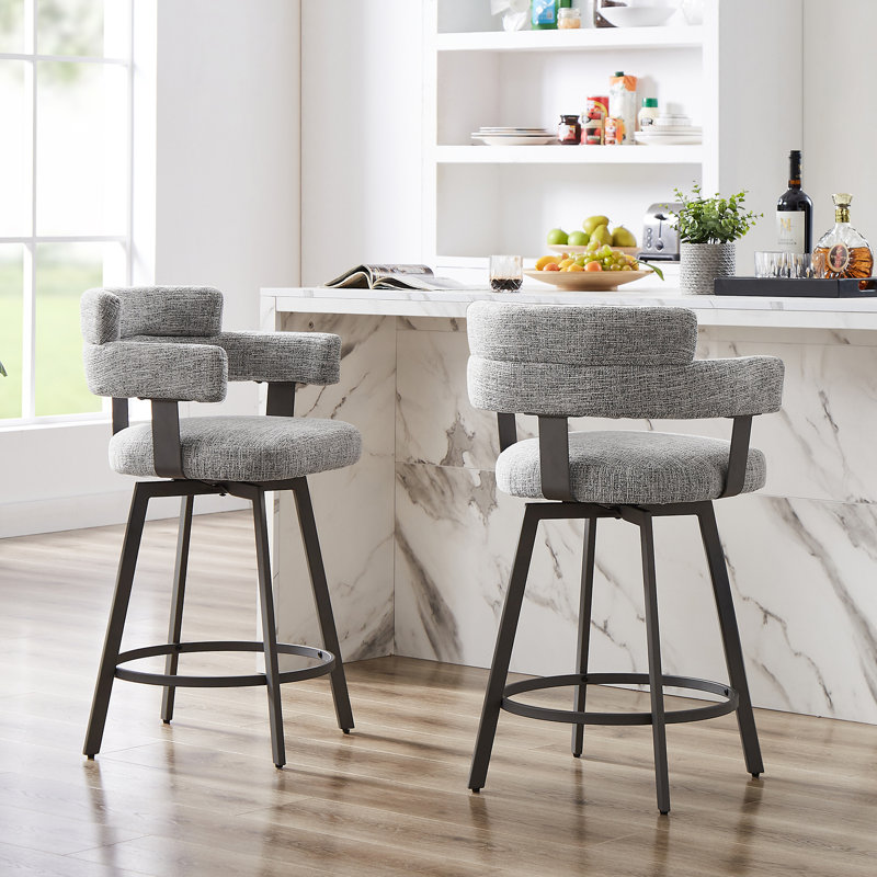 Corrigan Studio Full Back Counter Height Upholstered Metal Reviews Wayfair